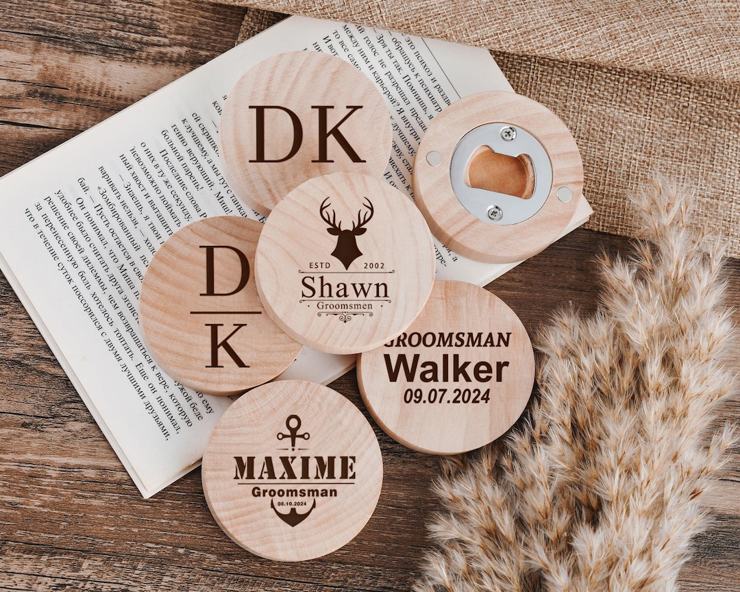 Custom Logo Engraved Wooden Magnet Bottle Opener, Personalized Solid ...