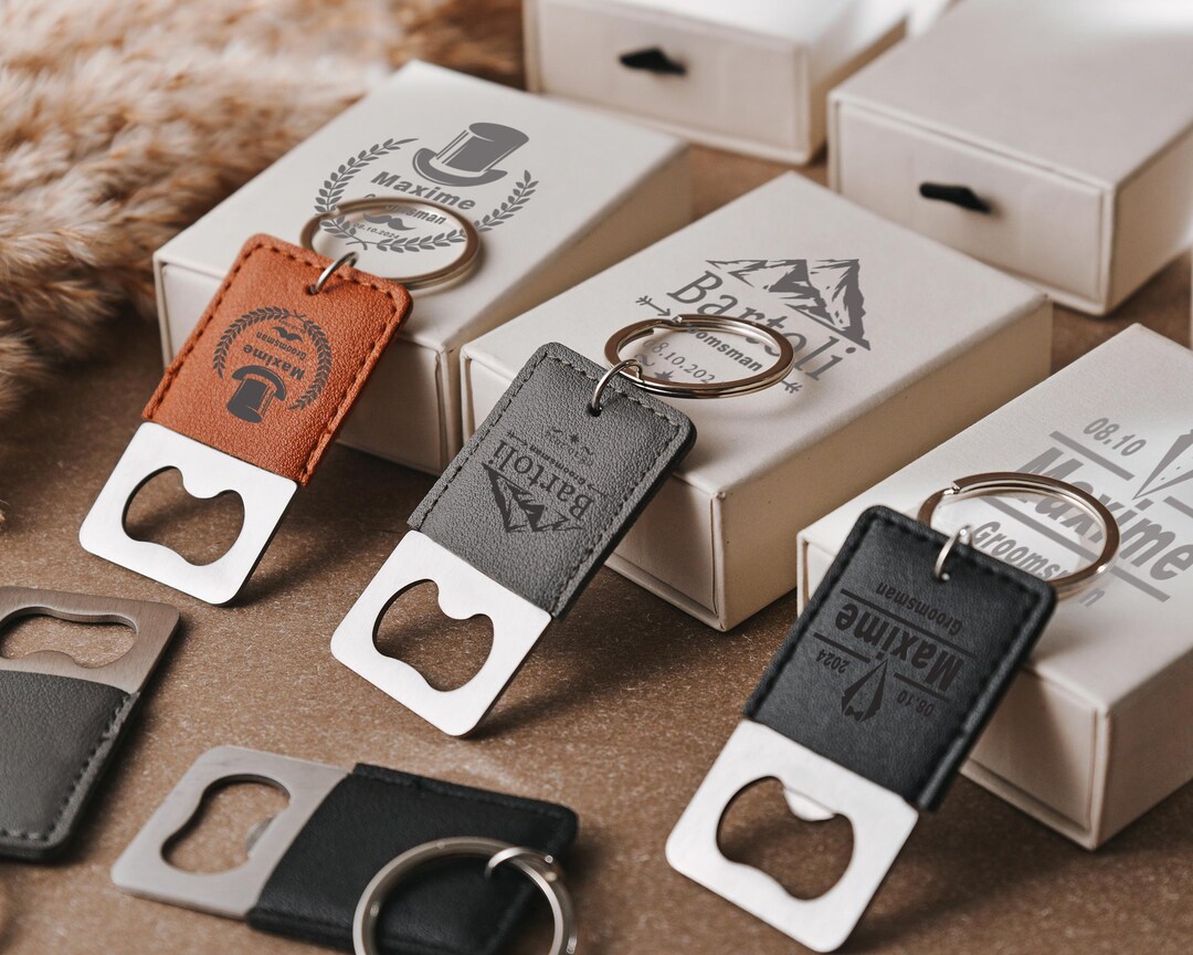 Custom Leather Keychain Bottle Opener, Leather Keychain With Engraved ...