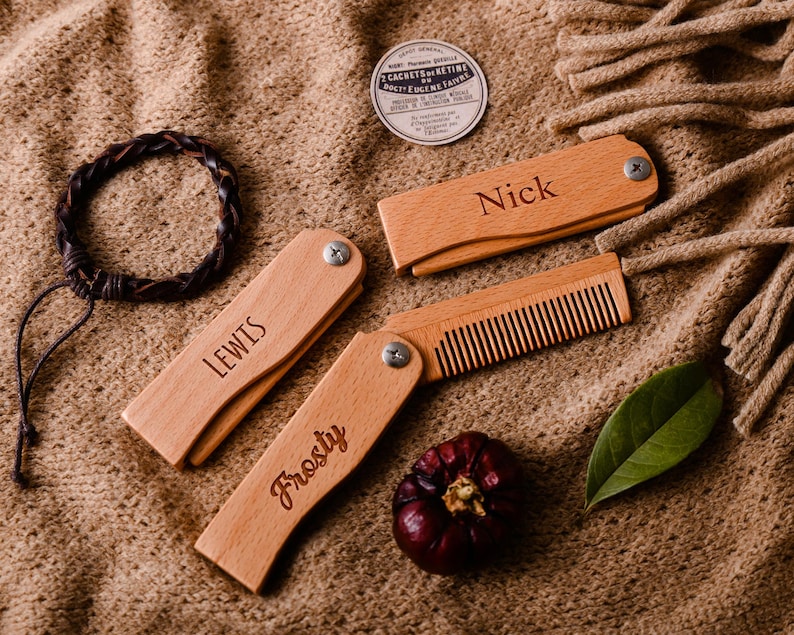 Personalized Wooden Beard Comb, Engraved Men’s Styling Comb, Custom ...