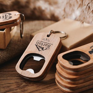 Engraved Wooden Keyring With Bottle Opener, Handcrafted Personalized ...