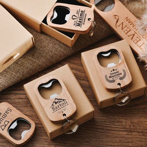 Engraved Wooden Keyring With Bottle Opener, Handcrafted Personalized ...