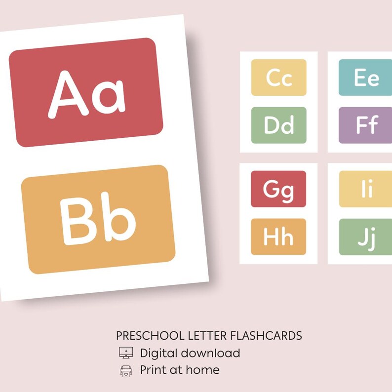 Alphabet Flashcards A-Z Digital Download | Homeschool | Preschool ...