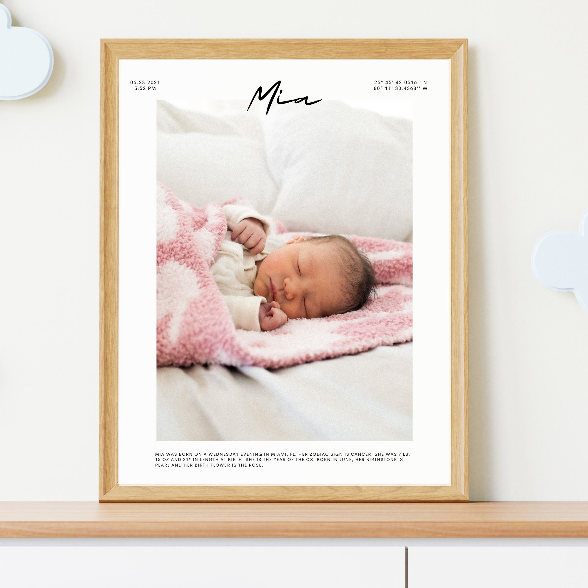 Newborn Baby Birth Poster Digital Download | Birth Announcement | Baby ...