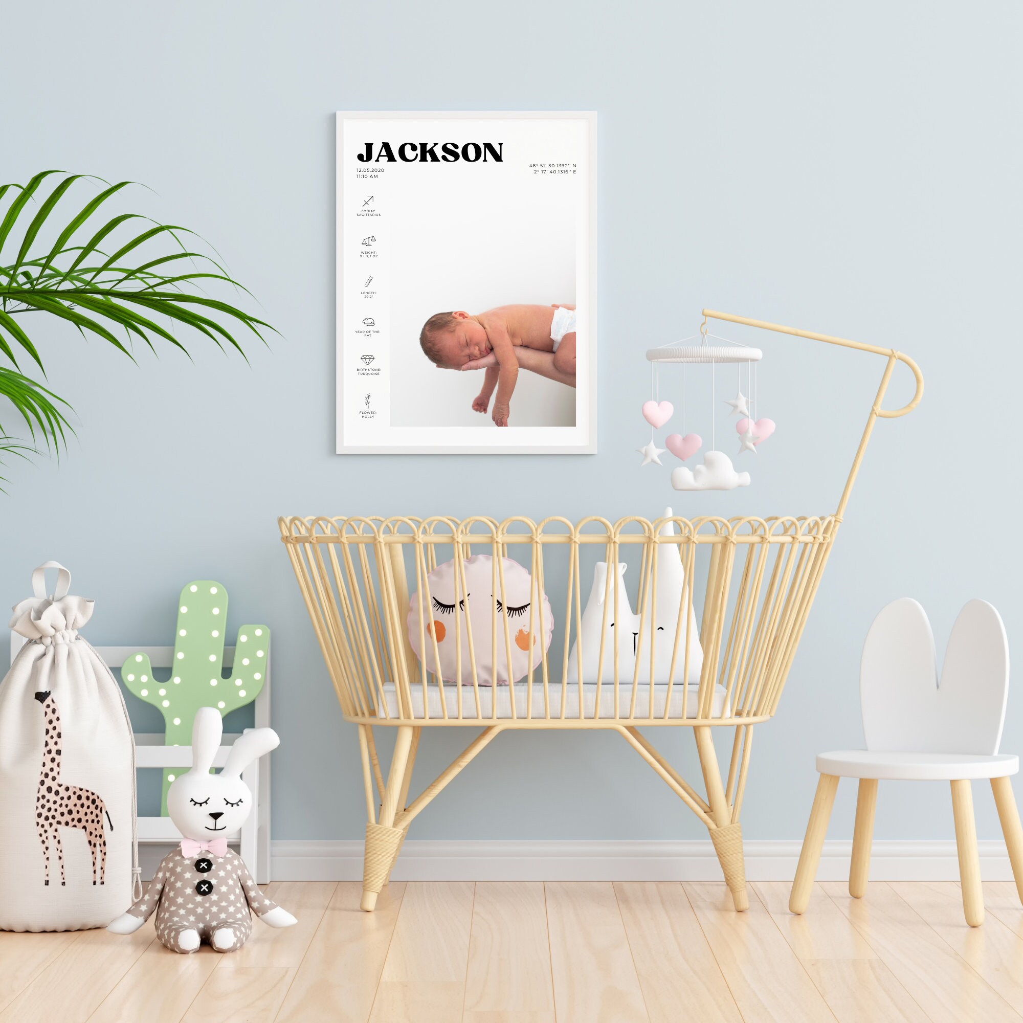 Newborn Baby Birth Poster Digital Download Birth Announcement Baby ...