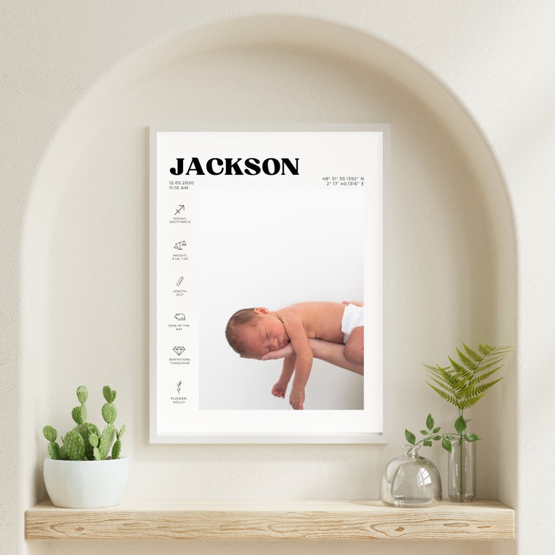 Newborn Baby Birth Poster Digital Download Birth Announcement Baby ...