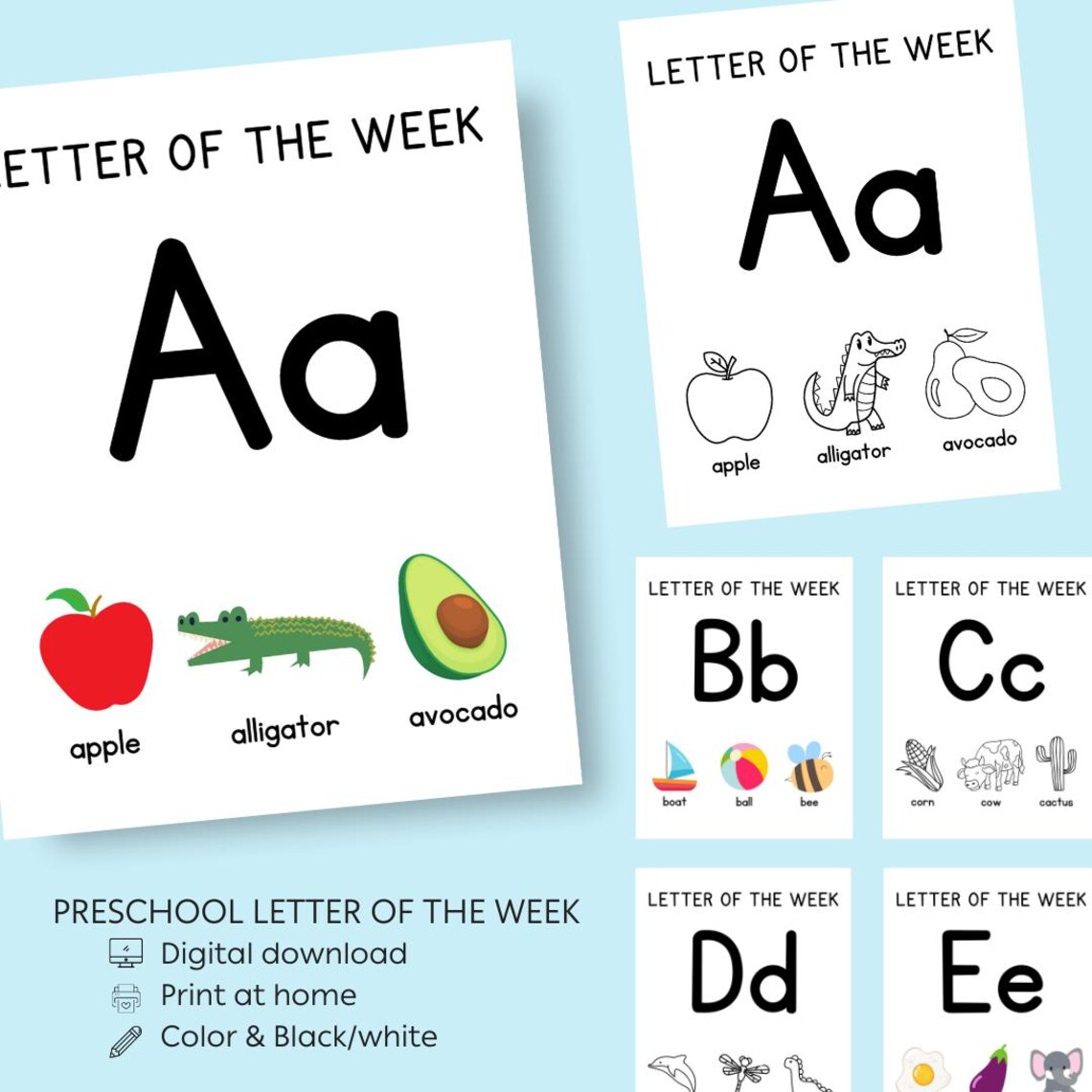 Letter of the Week A-Z Digital Download | Homeschool | Preschool ...