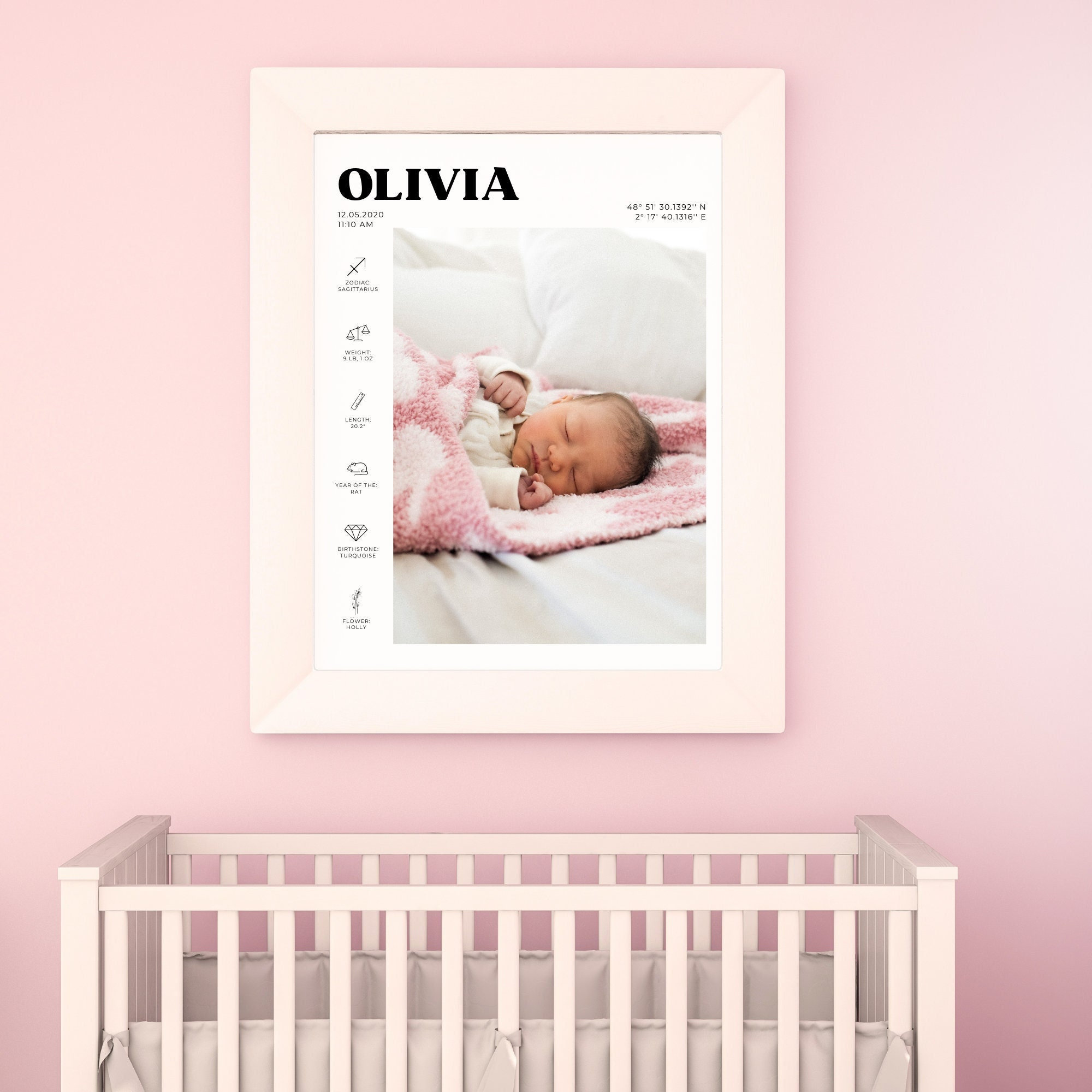 Newborn Baby Birth Poster Digital Download | Birth Announcement | Baby ...