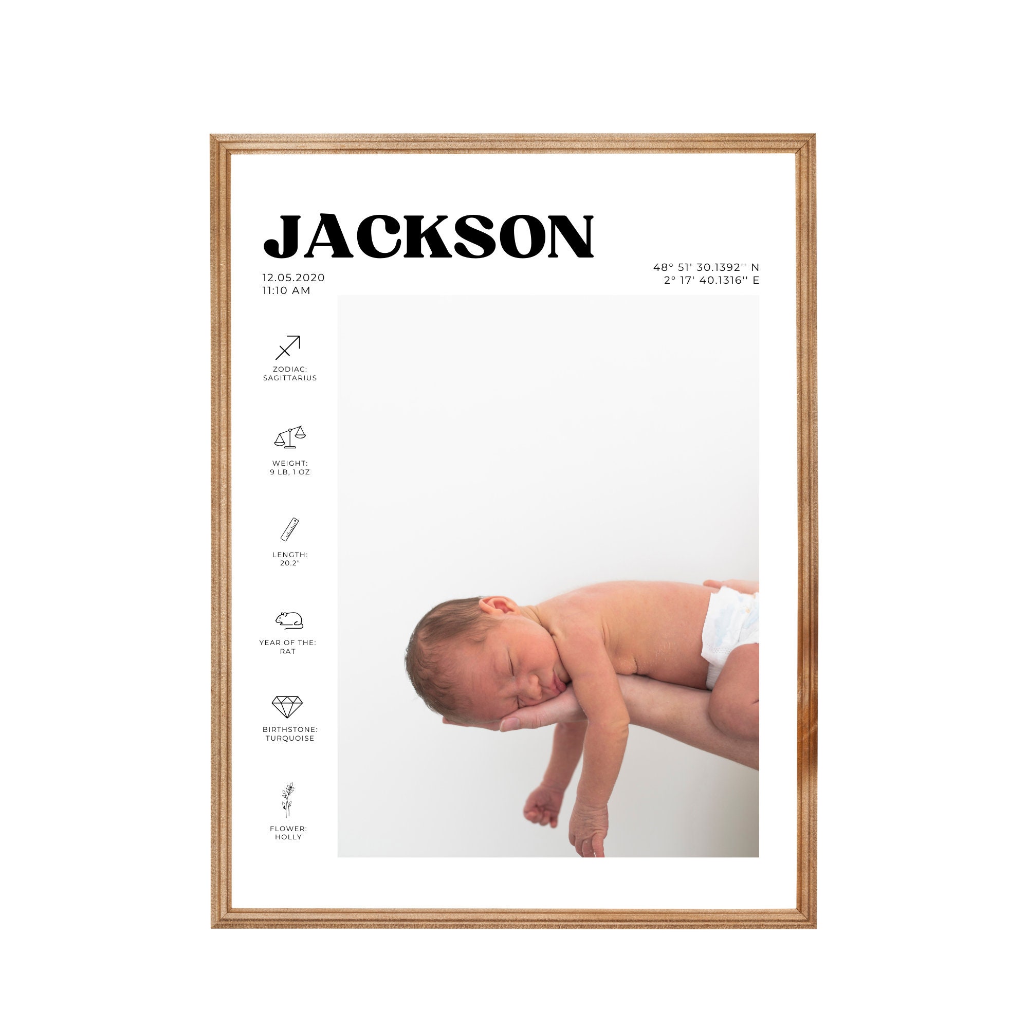 Newborn Baby Birth Poster Digital Download | Birth Announcement | Baby ...