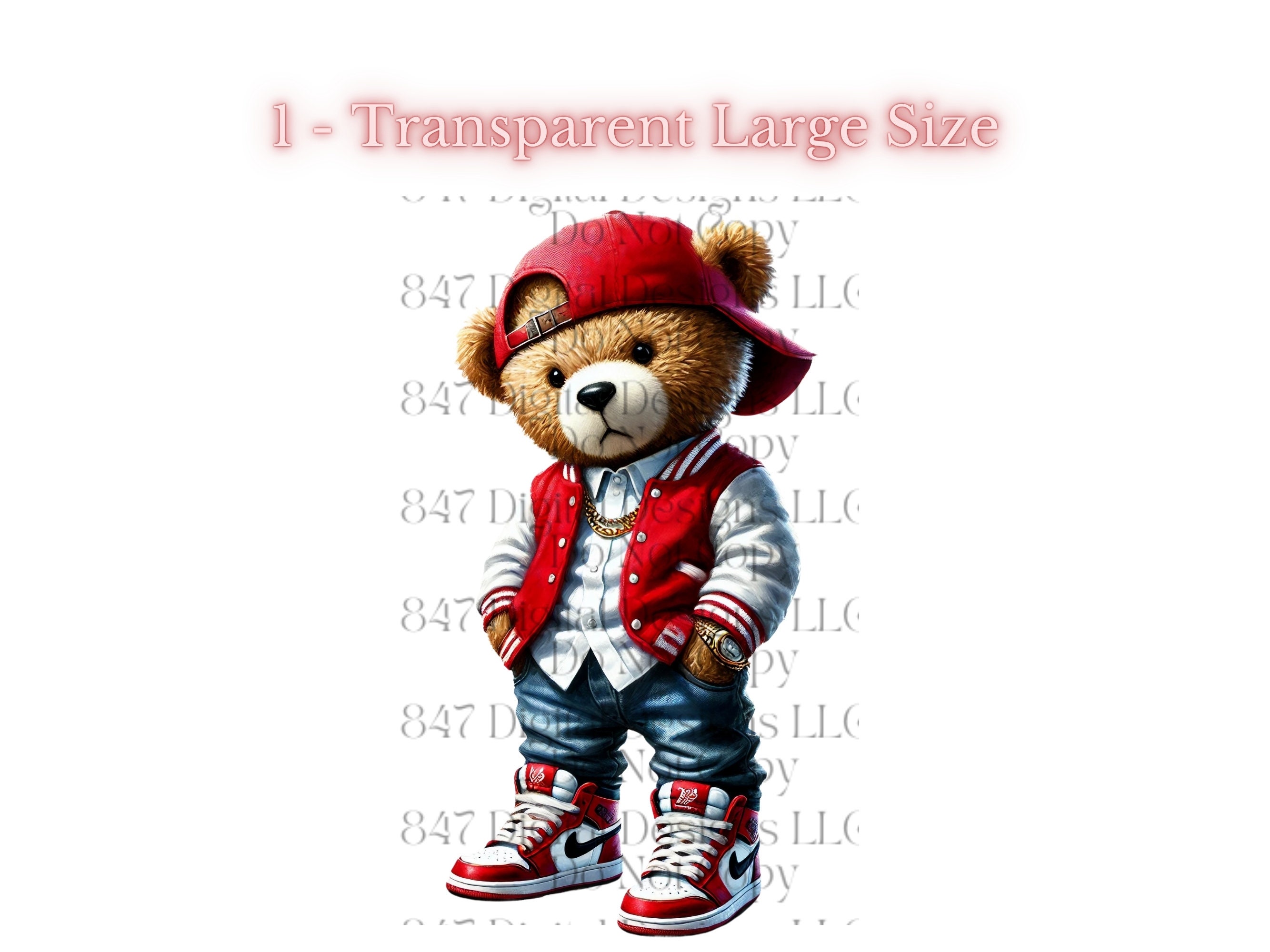Greek Swag Bear | Hip Hop Teddy Bear PNG | Red and White Bear | Teddy ...