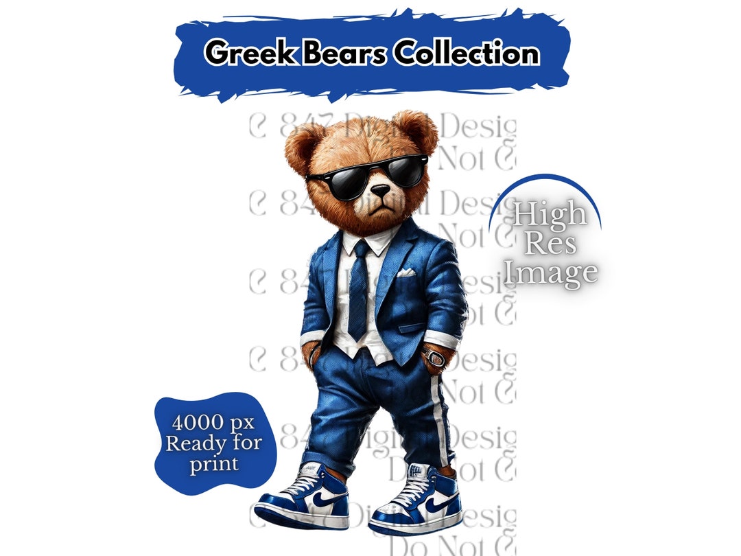 Greek Swag Bear PNG | Hiphop Teddy Bear PNG | Blue and White Bear ...