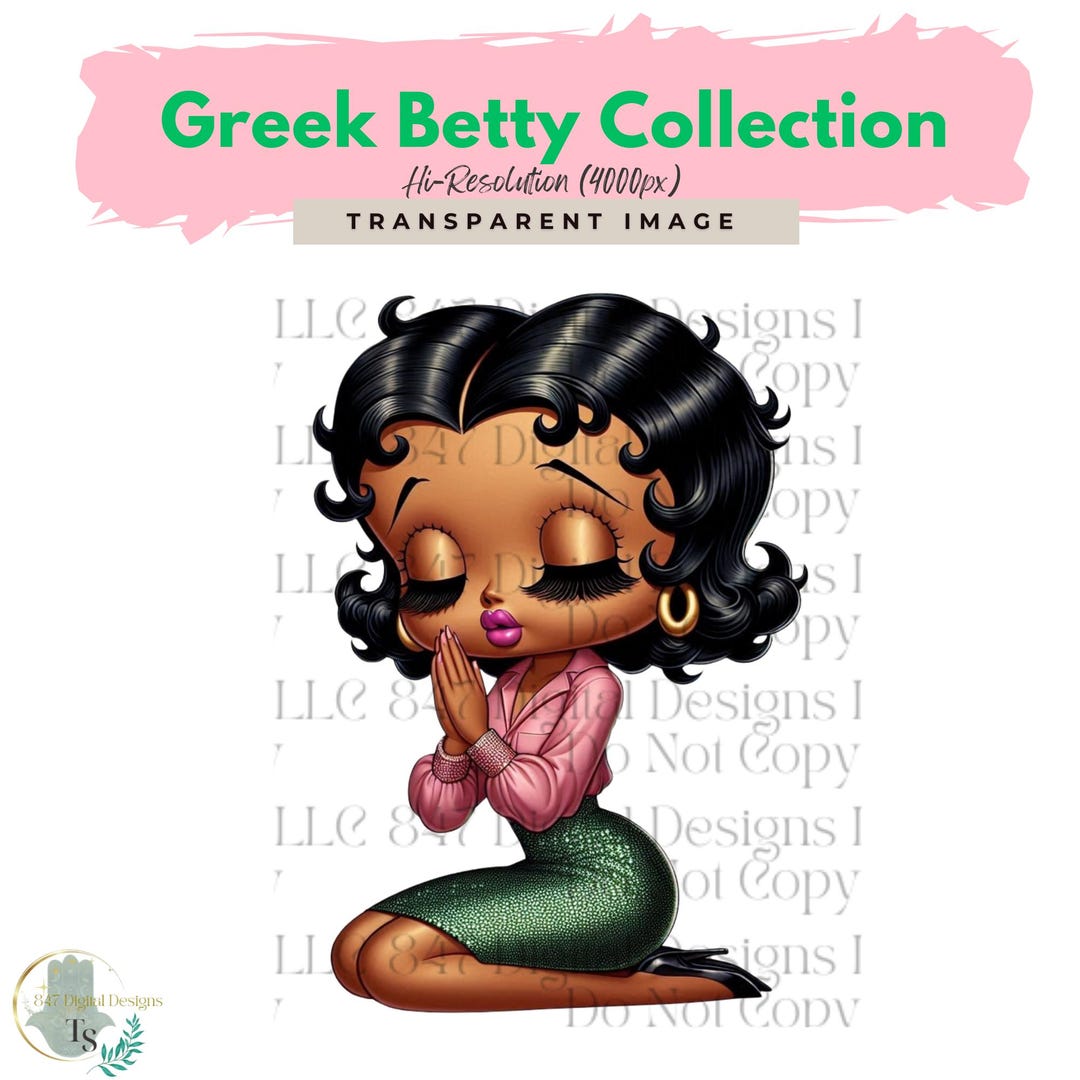 Betty Boop Digital | Pink and Green Praying Betty Boop | Chibi Betty Boop | Betty Boop PNG ...