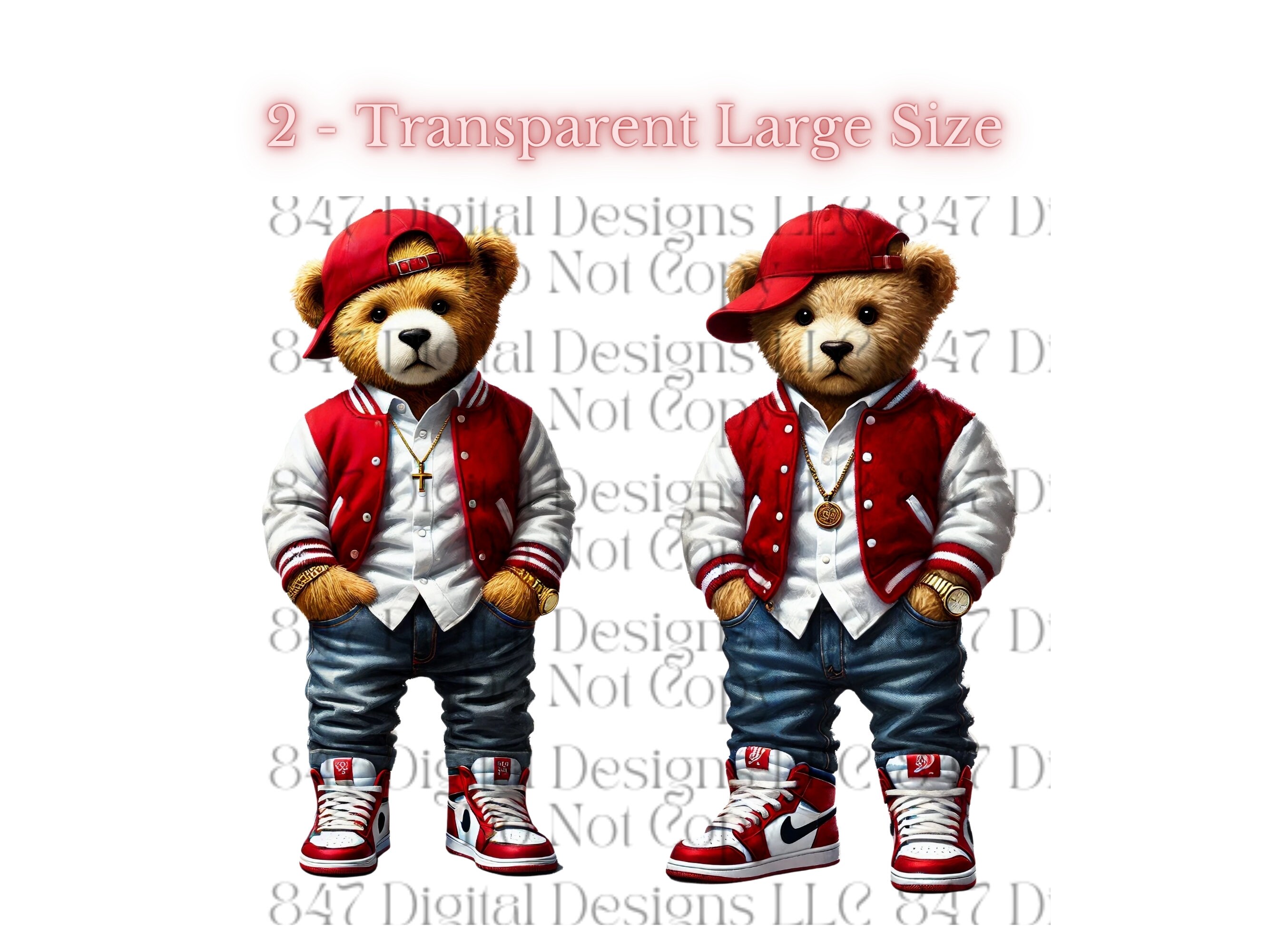 Greek Swag Bear | Hip Hop Teddy Bear PNG | Red and White Bear | Teddy ...
