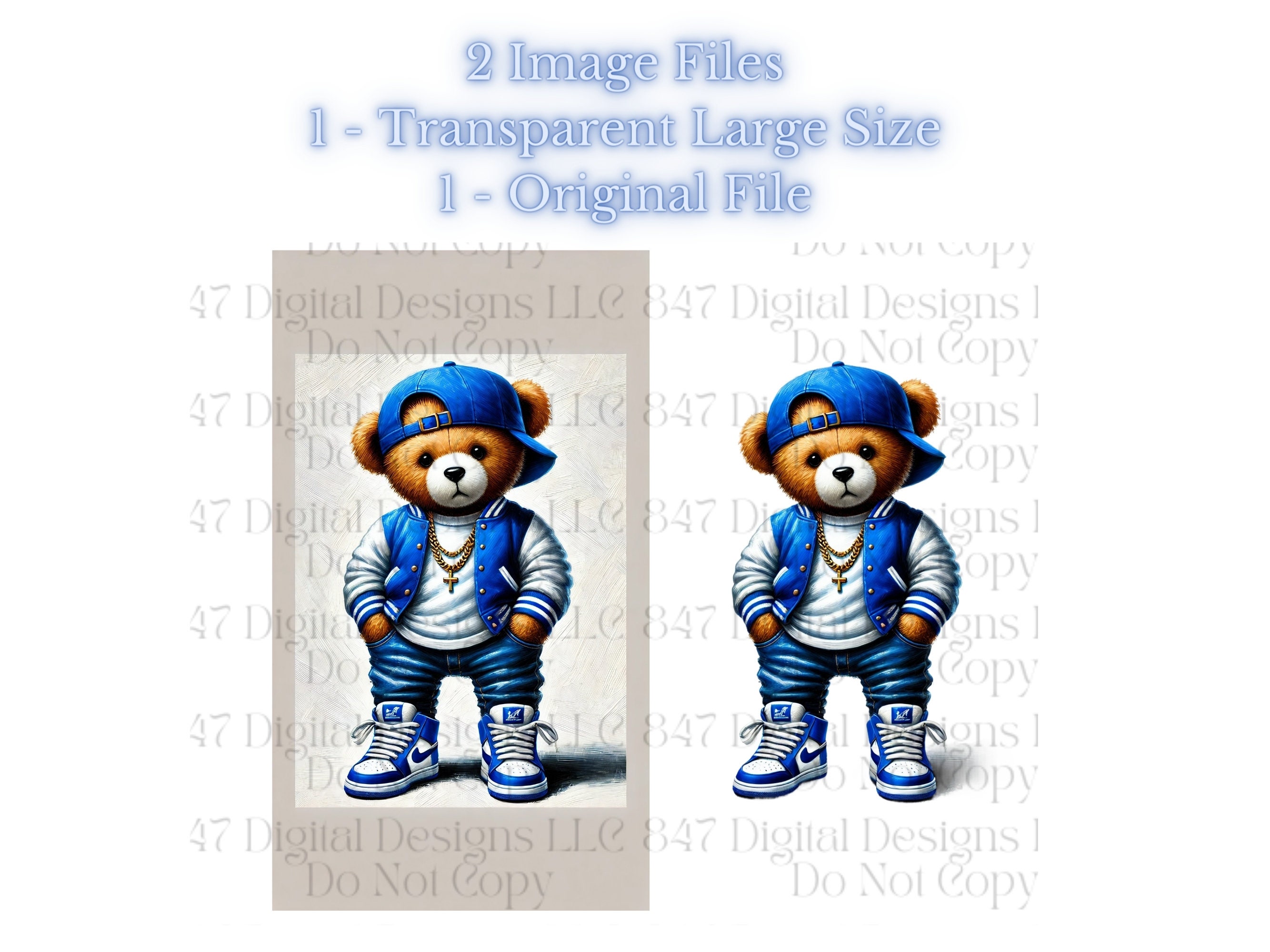 Greek Swag Bear PNG Hiphop Teddy Bear PNG Blue and White Bear Urban ...
