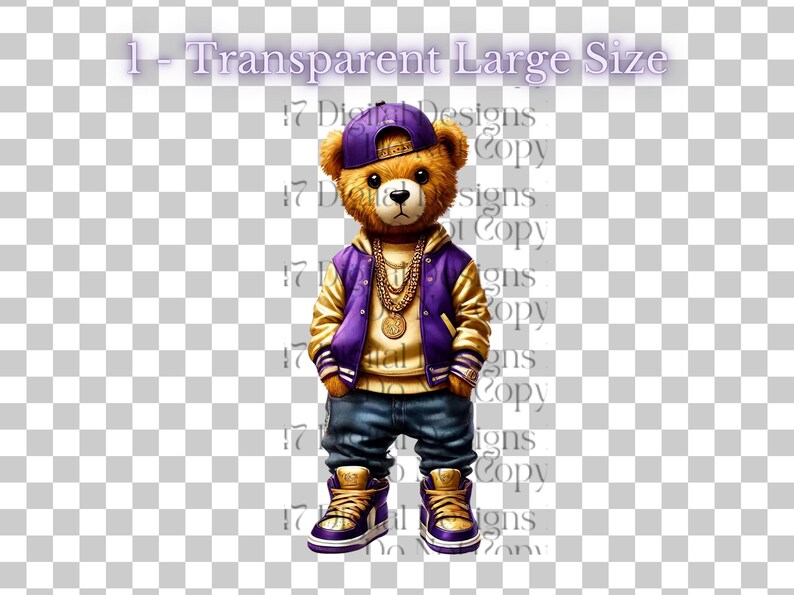 Greek Swag Bear | Hiphop Teddy Bear PNG | Purple and Gold Bear | Urban ...