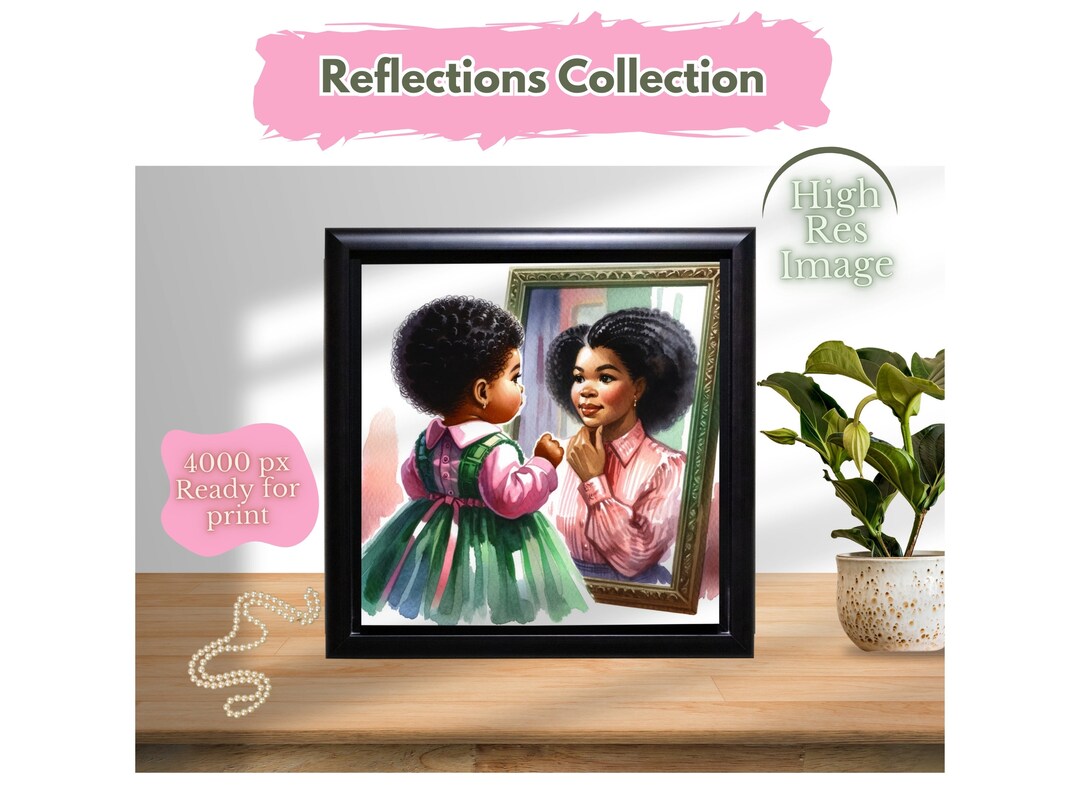 1 PNG Art Printable | Nursery Printable | Reflection Baby in Pink ...