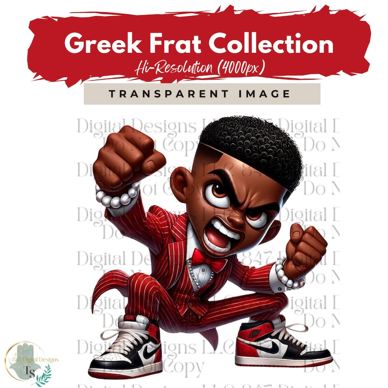 Fraternity Stroll Chibi Guys | Fraternity Men PNG | Red and White Suit ...