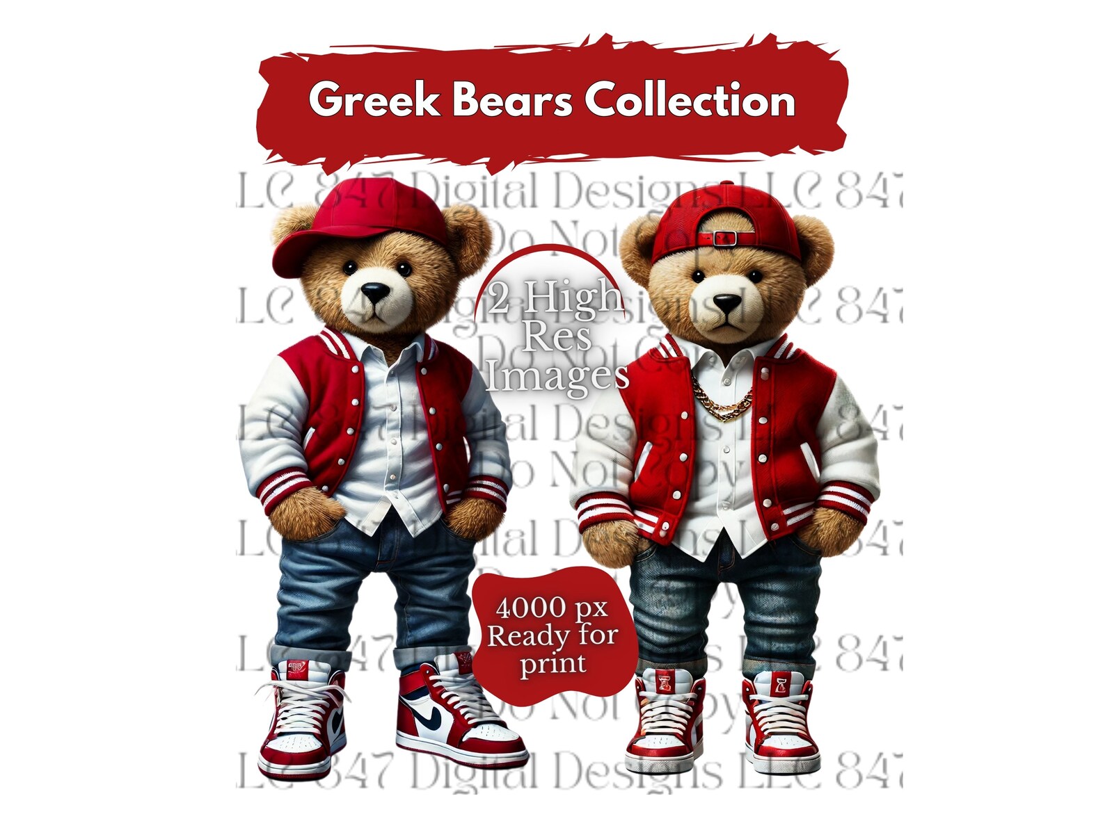 Greek Swag Bear | Hip Hop Teddy Bear PNG | Red and White Bear | Teddy ...
