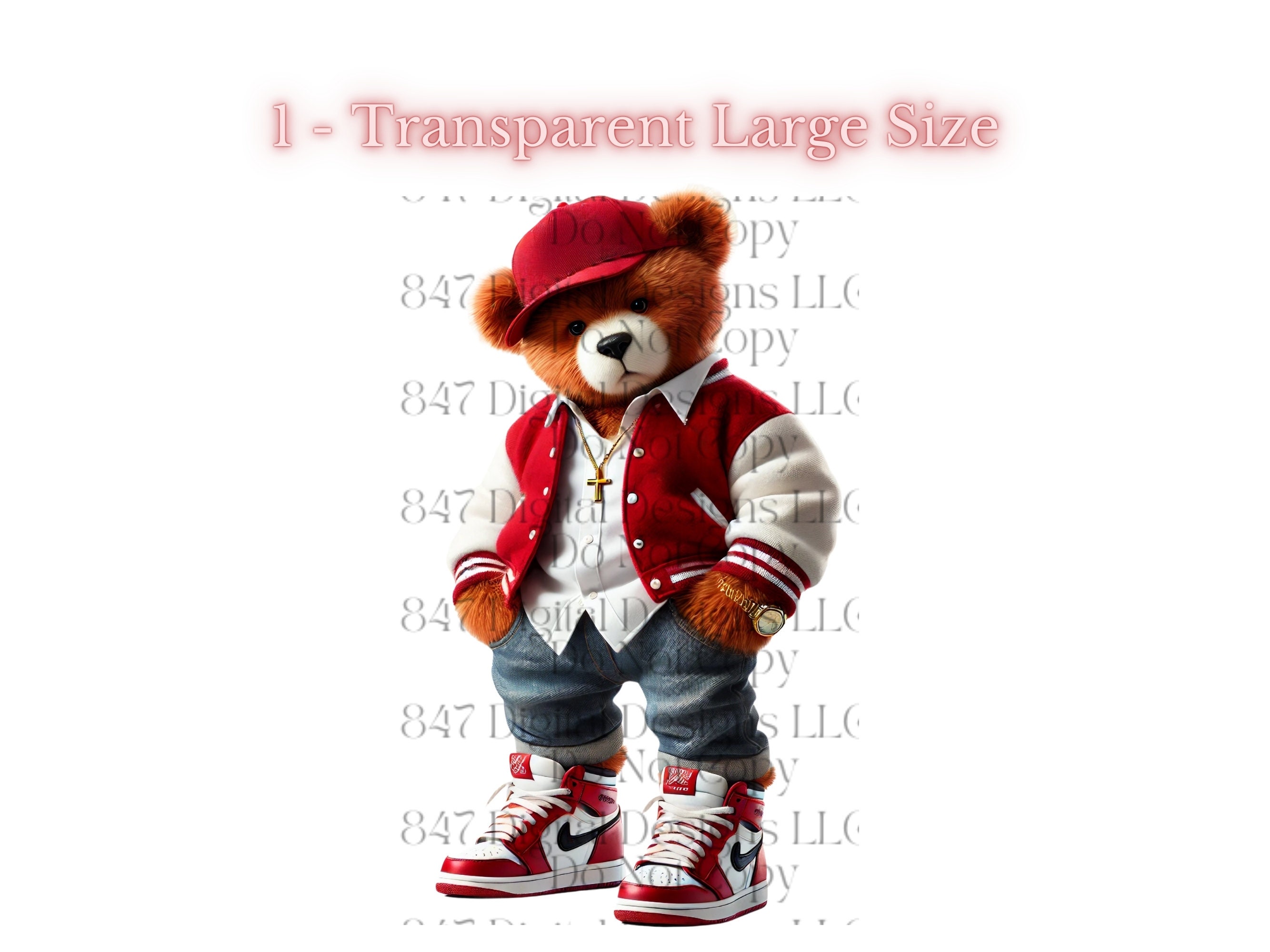 Greek Swag Bear | Hip Hop Teddy Bear PNG | Red and White Bear | Teddy ...