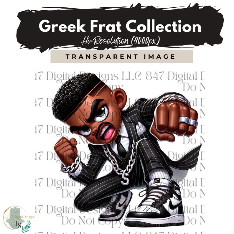 Fraternity Stroll Chibi Guy | Fraternity Men PNG | Black and White Suit ...