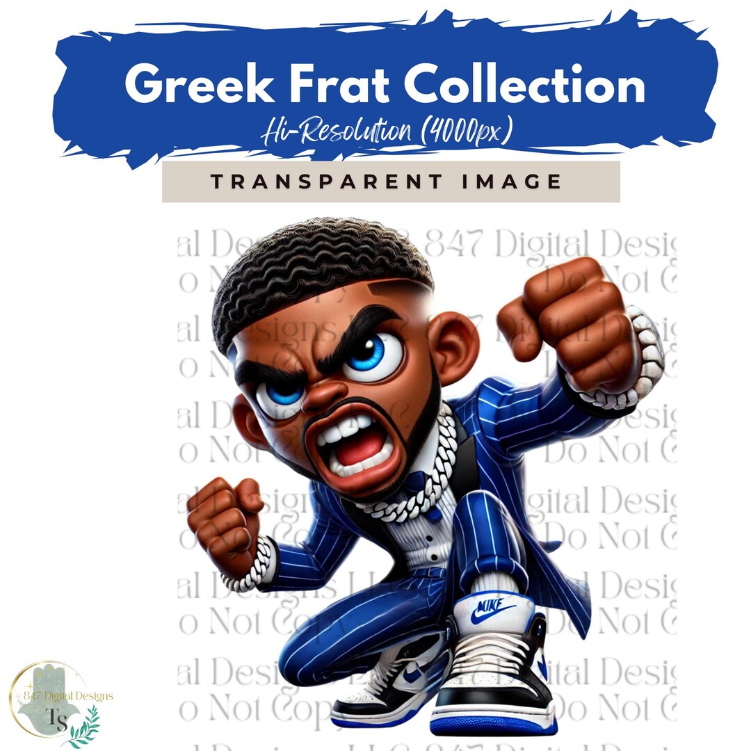 Fraternity Stroll Chibi Guy | Fraternity Men PNG | Royal Blue and White ...