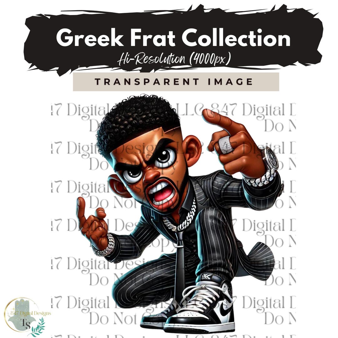 Fraternity Stroll Chibi Guy | Fraternity Men PNG | Black and White Suit ...
