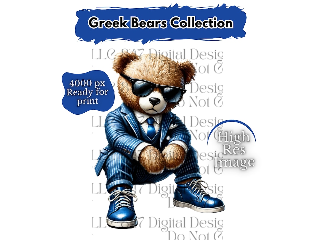 Greek Swag Bear PNG | Hiphop Teddy Bear PNG | Blue and White Bear ...