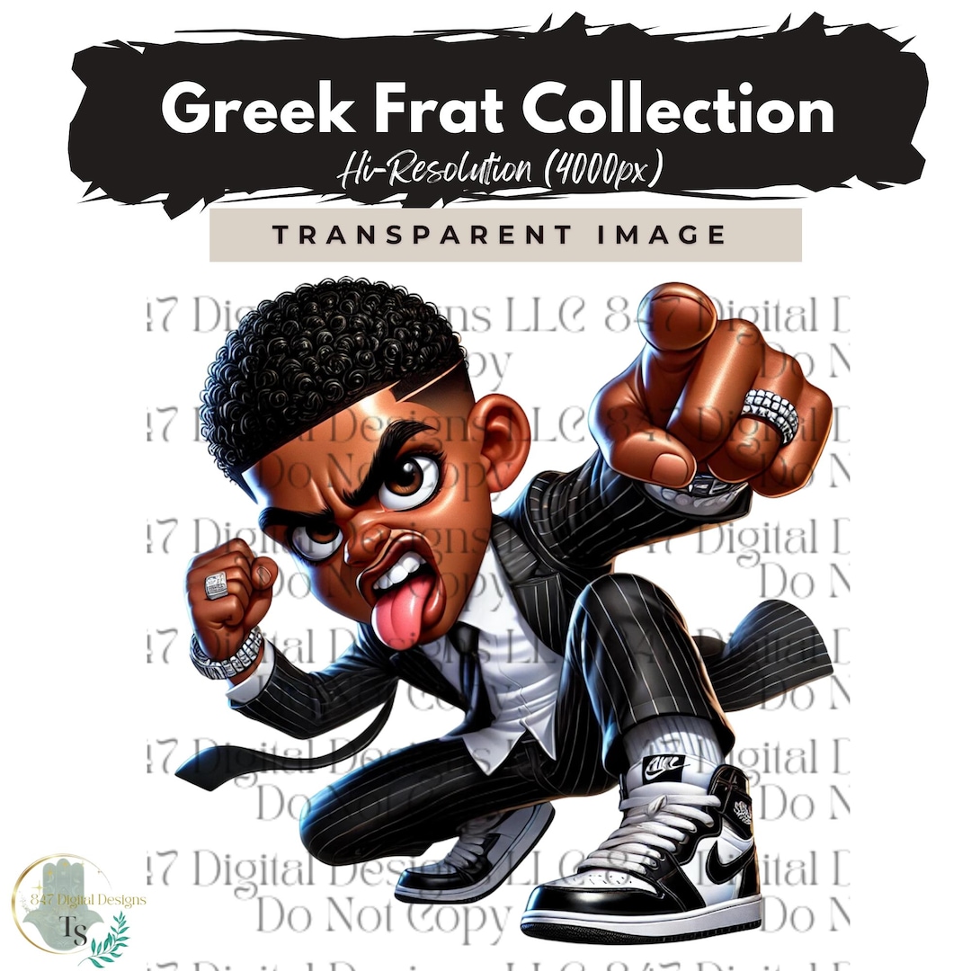 Fraternity Stroll Chibi Guy | Fraternity Men PNG | Black and White Suit ...