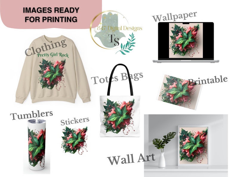 8 Pink and Green Ivy Leafs - Volume 1 | Clipart Transparent PNG Bundle ...