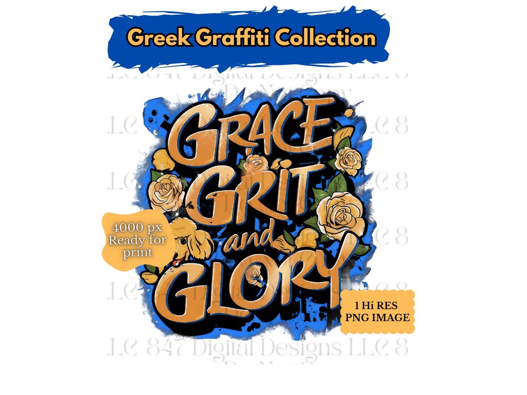 Blue and Gold Graffiti PNG | Grace Grit and Glory Design | HBCU ...
