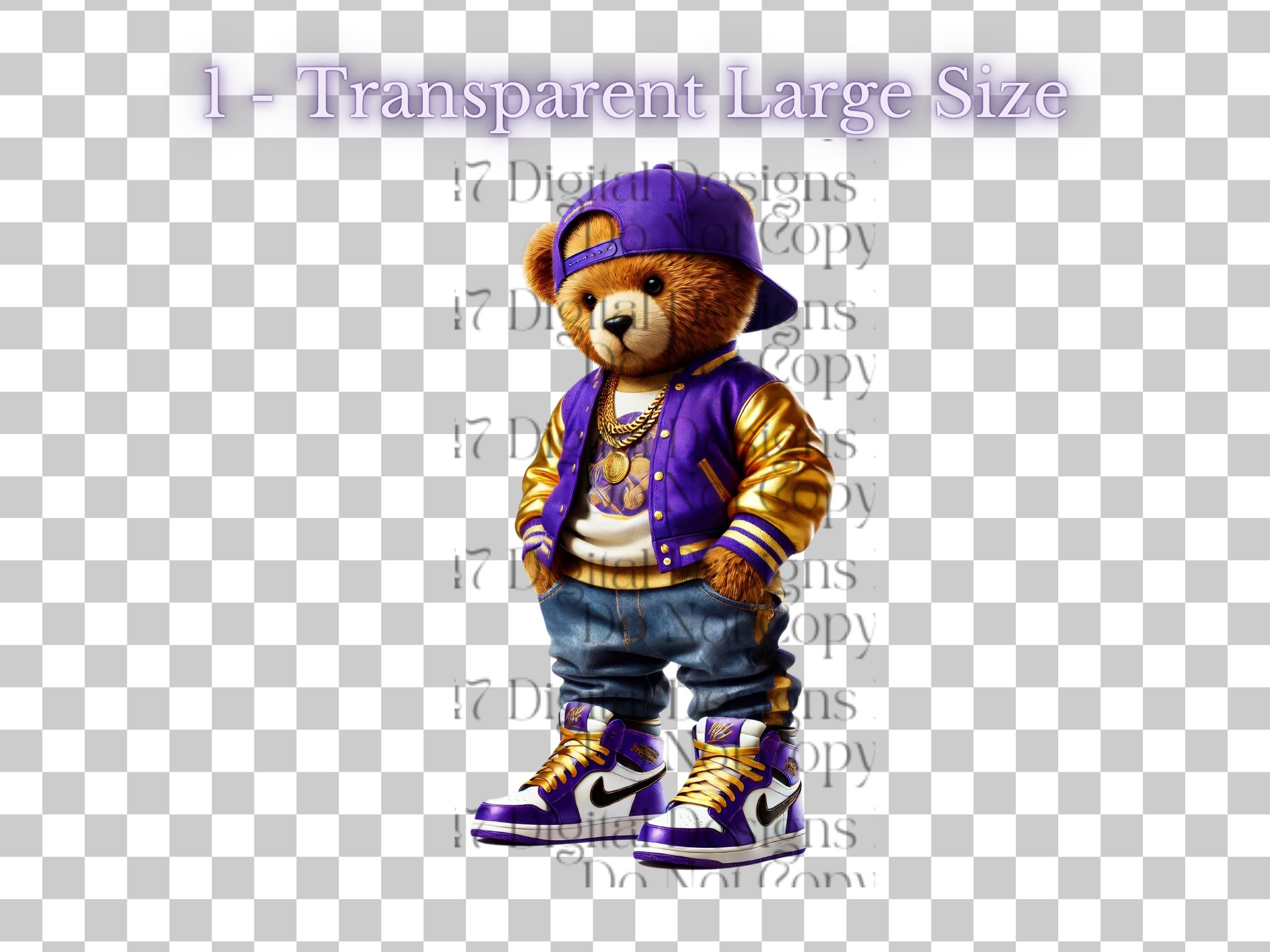 Greek Swag Bear | Hiphop Teddy Bear PNG | Purple and Gold Bear | Urban ...