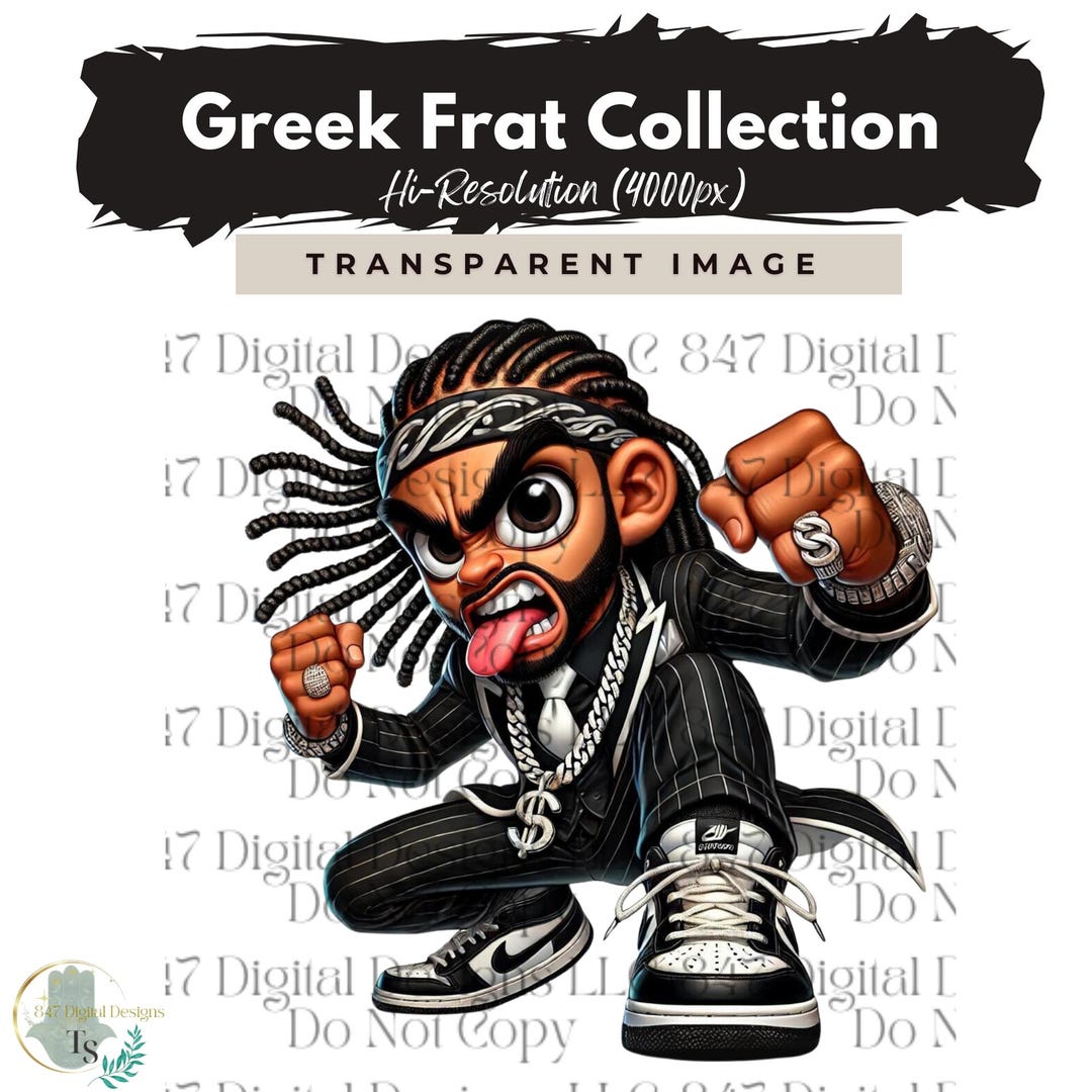 Fraternity Stroll Chibi Guy | Fraternity Men PNG | Black and White Suit ...