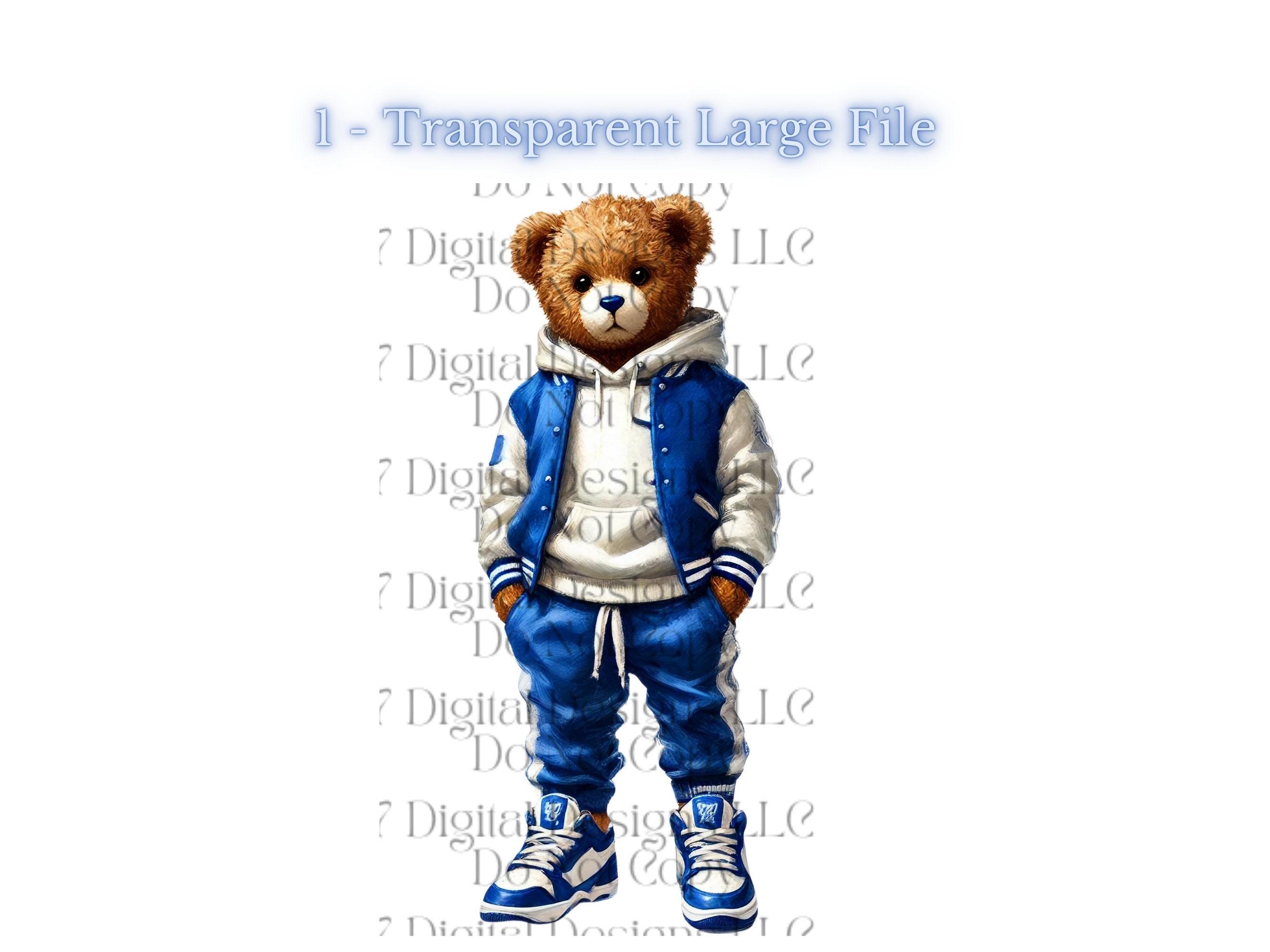 Greek Swag Bear PNG Hiphop Teddy Bear PNG Blue and White Bear Urban ...