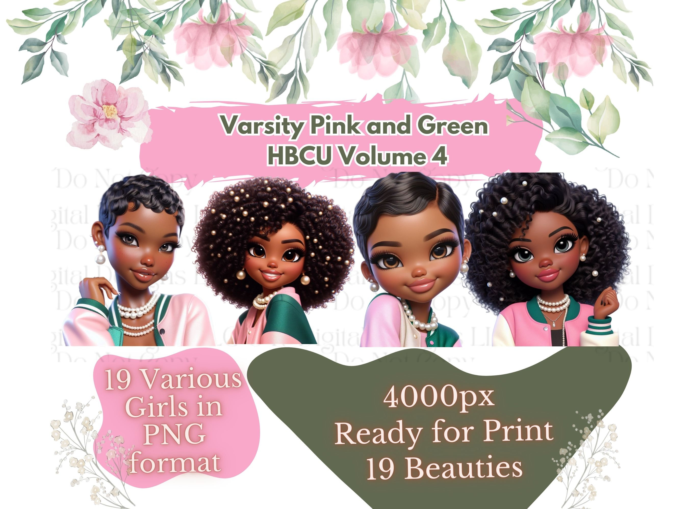 19 PNG Chibi Dolls Wearing Pink & Green Varsity Jackets Vol 4 | HBCU ...