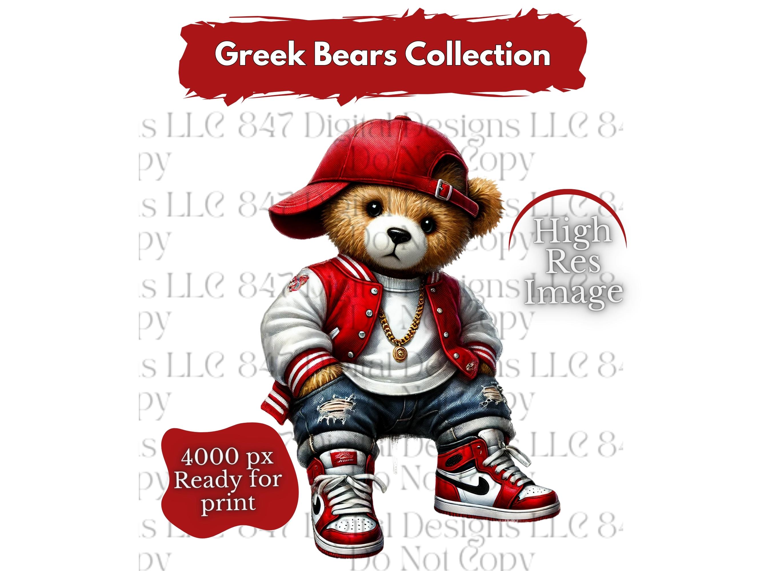 Greek Swag Bear | Hip Hop Teddy Bear PNG | Red and White Bear | Teddy ...