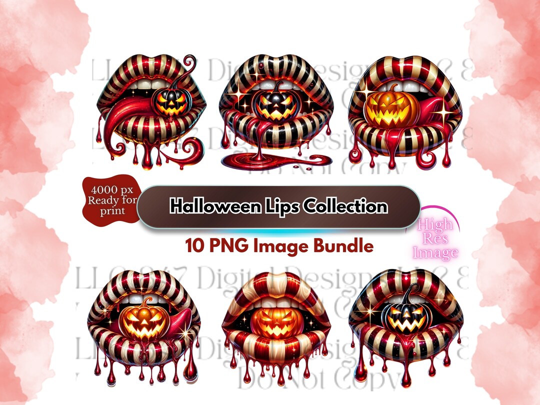 Crimson Cream Halloween Lips | Lips Bundle | Lips Clipart | Pink Lips ...