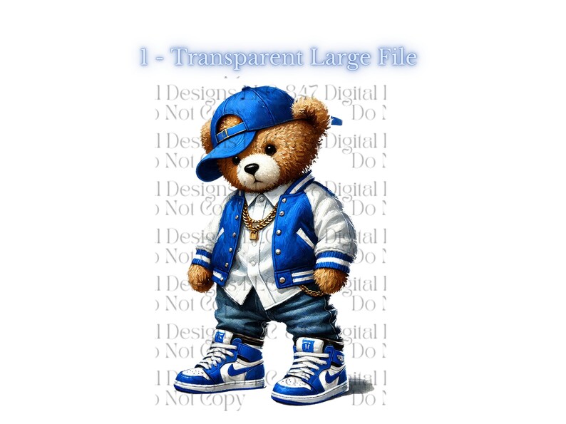 Greek Swag Bear PNG | Hiphop Teddy Bear PNG | Blue and White Bear ...