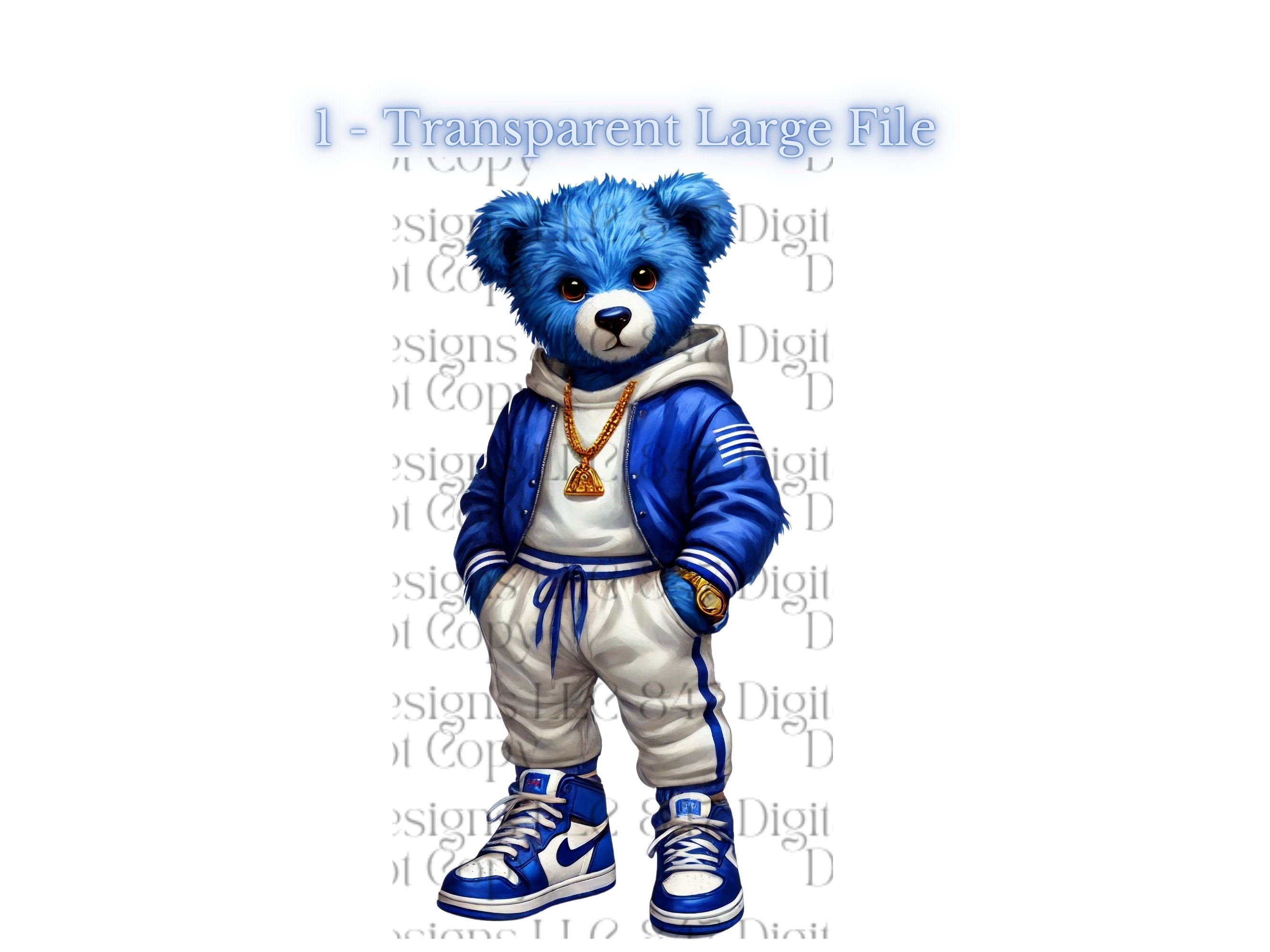 Greek Swag Bear PNG | Hiphop Teddy Bear PNG | Blue and White Bear ...