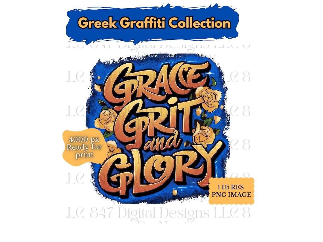 Blue and Gold Graffiti PNG | Grace Grit and Glory Design | HBCU ...