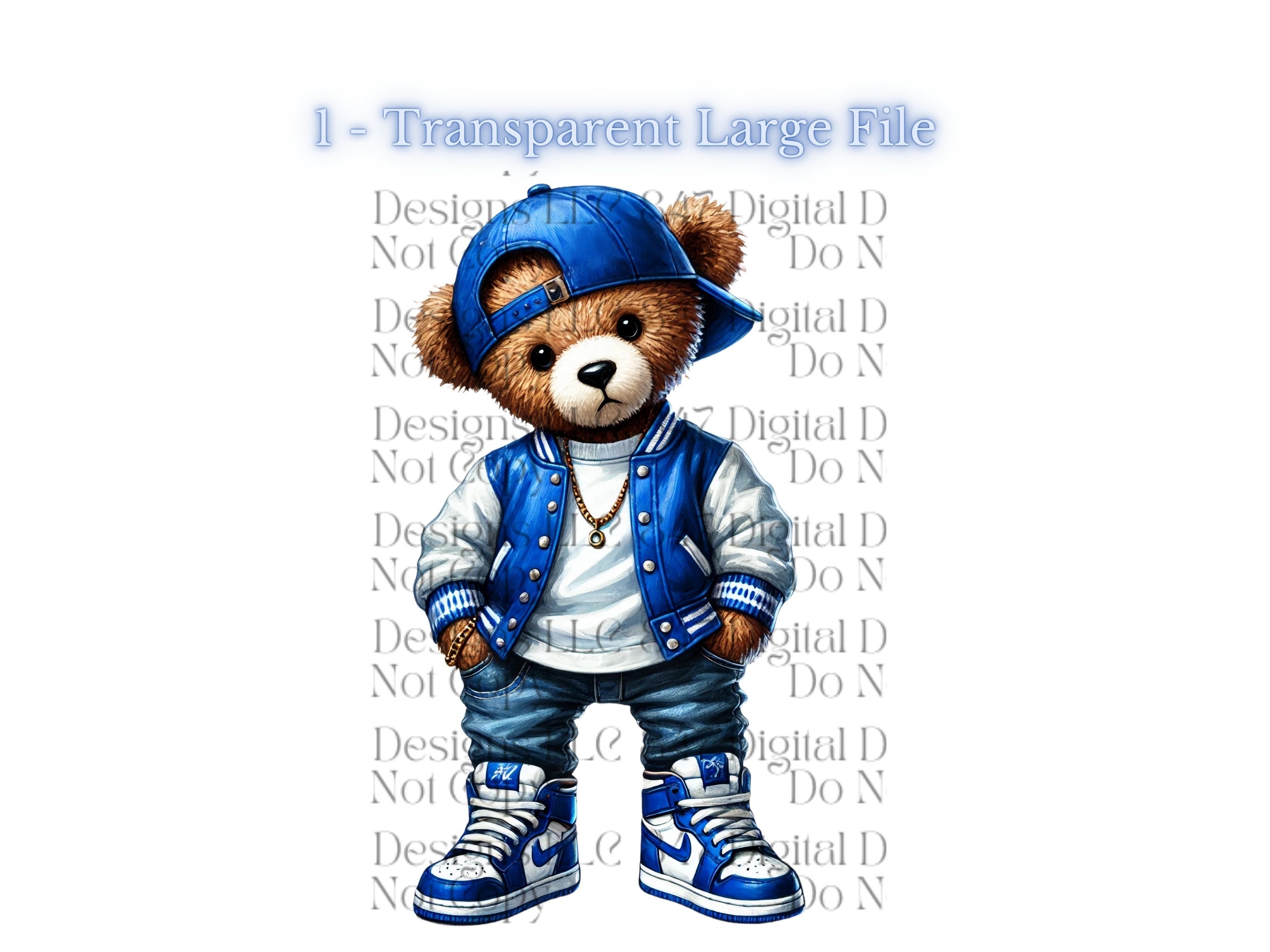 Greek Swag Bear PNG | Hiphop Teddy Bear PNG | Blue and White Bear ...