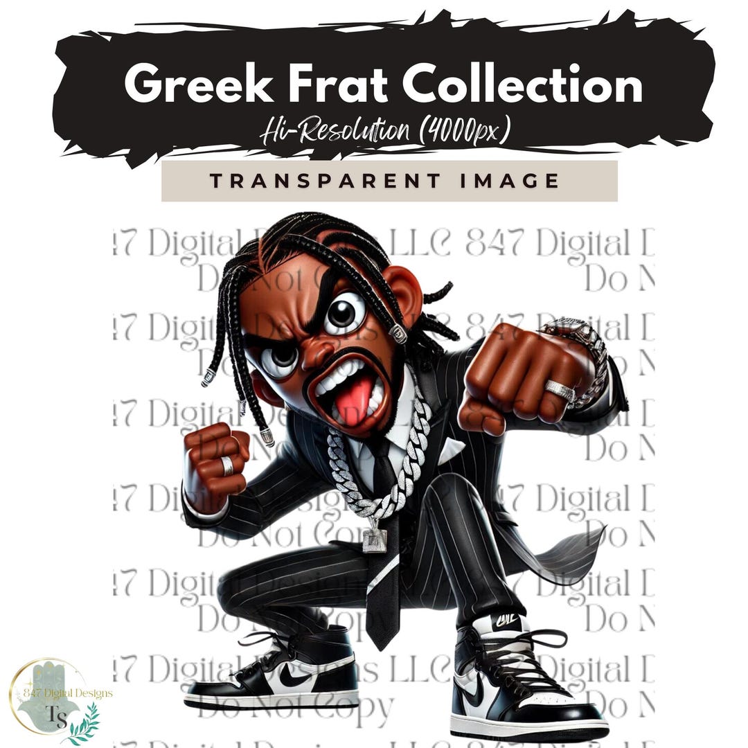 Fraternity Stroll Chibi Guy | Fraternity Men PNG | Black and White Suit ...