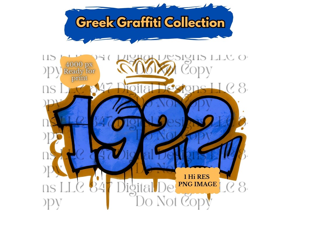 Blue and Gold Graffiti PNG | 1922 Design | HBCU Sorority | Sgrho ...