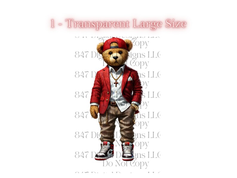 Greek Swag Bear | Hip Hop Teddy Bear PNG | Red and White Bear | Teddy ...
