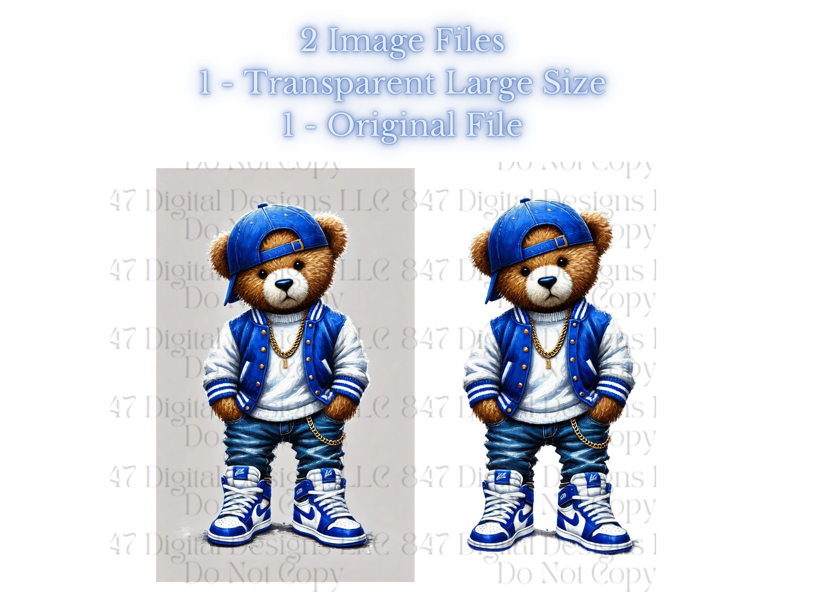 Greek Swag Bear | Hiphop Teddy Bear PNG | Blue and White Bear | Urban ...