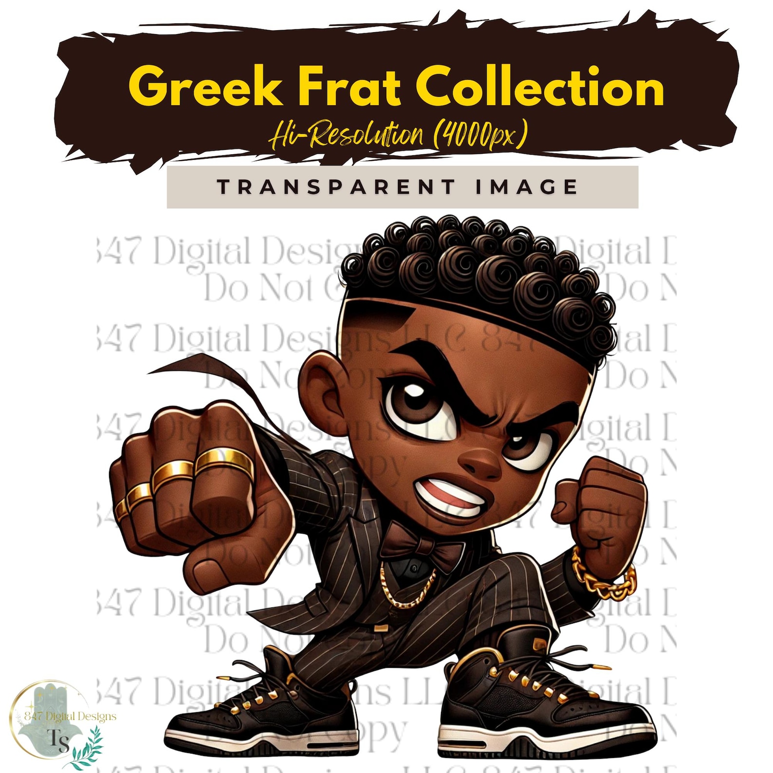 Fraternity Stroll Chibi Guys | Fraternity Men PNG | Brown and Gold Suit ...