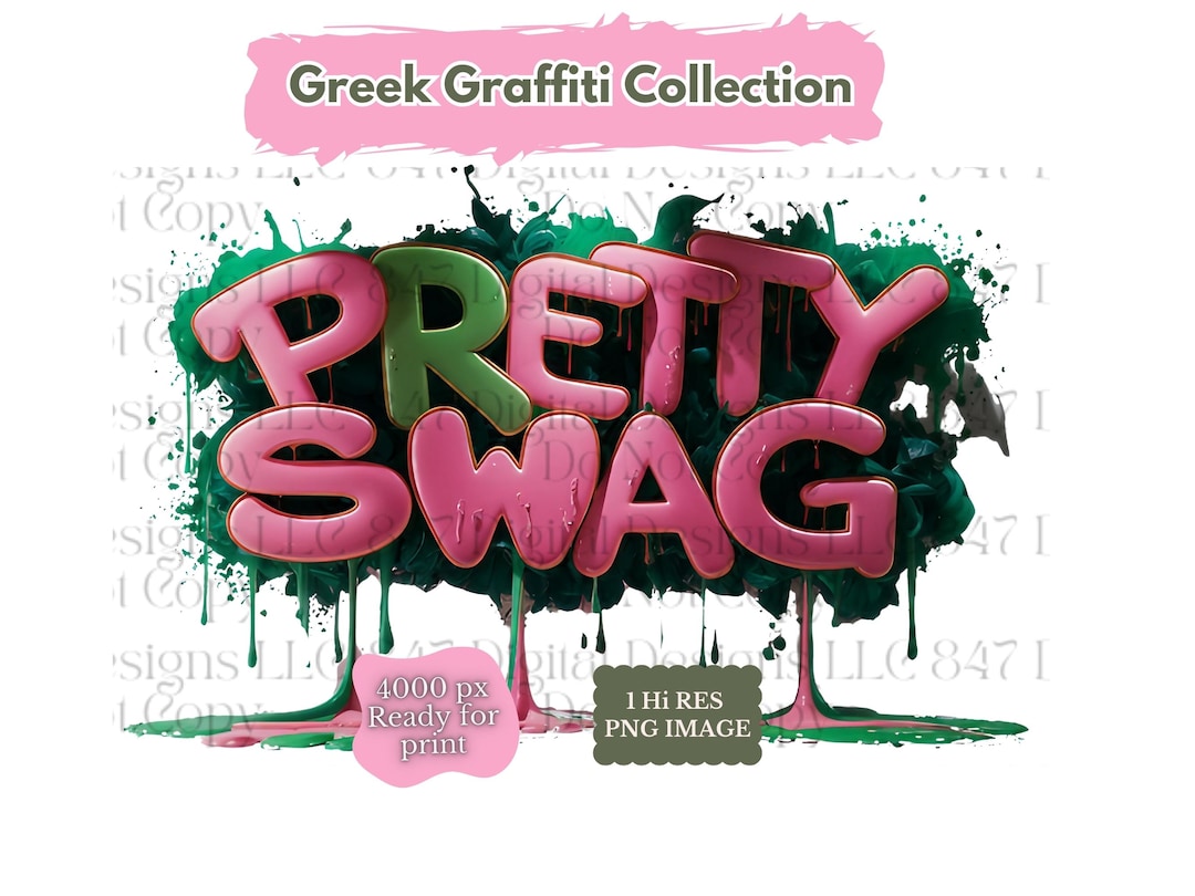 Pink and Green Graffiti PNG | Pretty Swag Design | HBCU Sorority | AKA ...