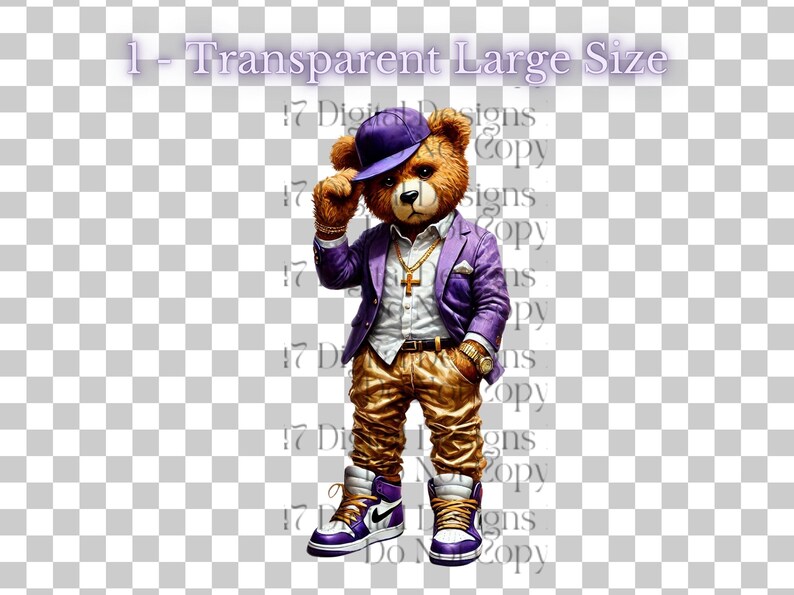Greek Swag Bear | Hiphop Teddy Bear PNG | Purple and Gold Bear | Urban ...
