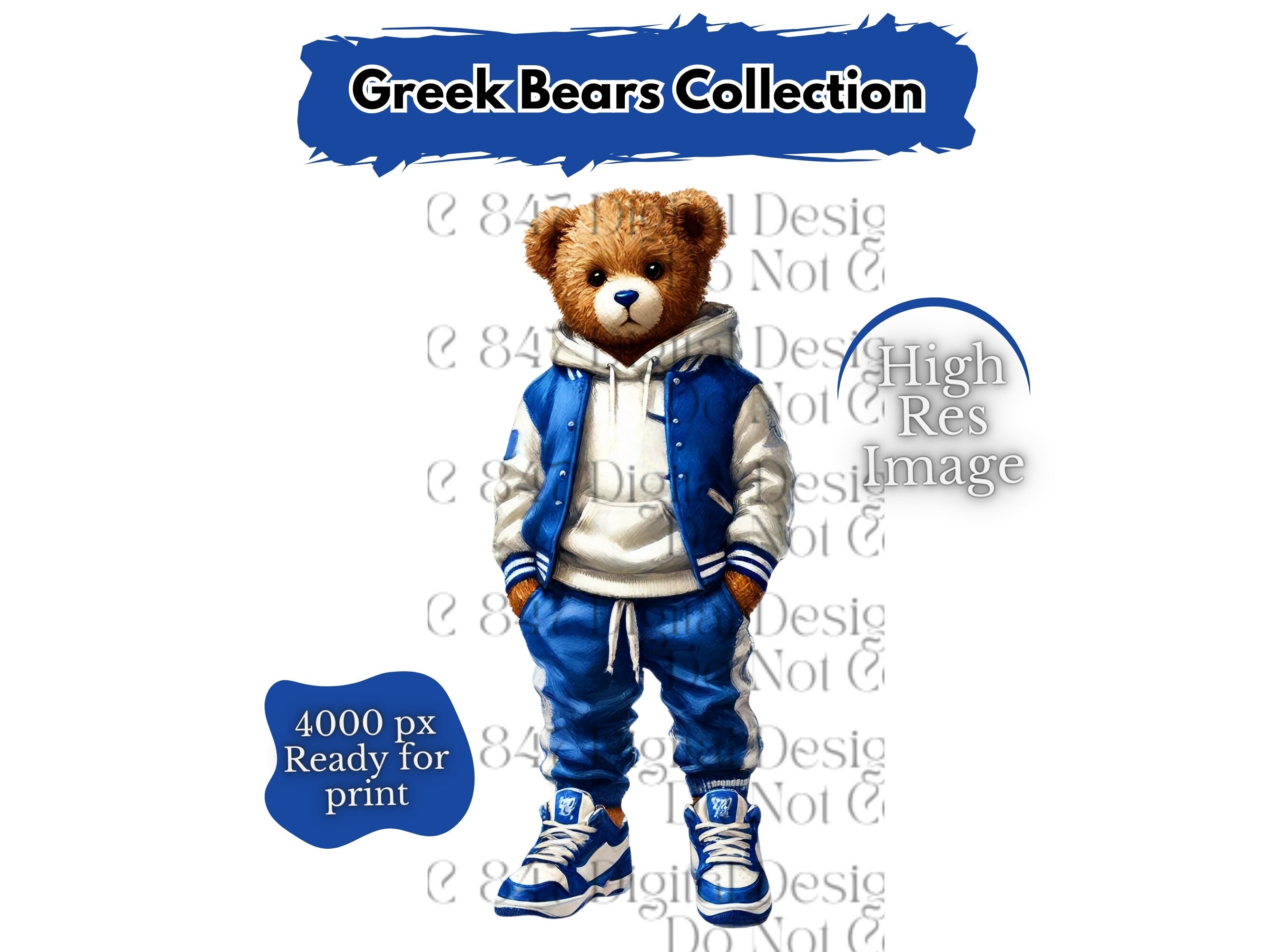 Greek Swag Bear PNG | Hiphop Teddy Bear PNG | Blue and White Bear ...