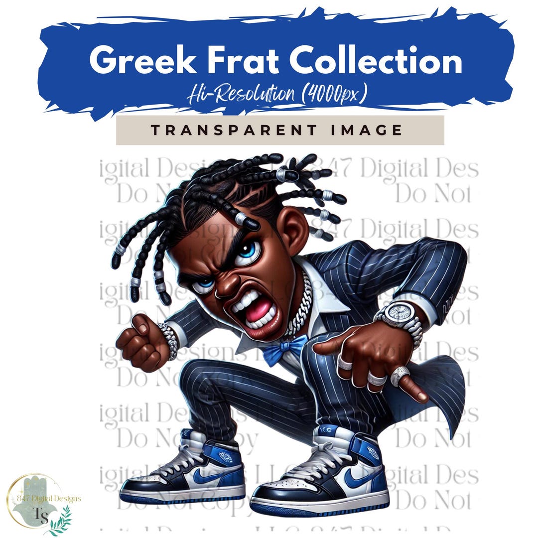 Fraternity Stroll Chibi Guy | Fraternity Men PNG | Royal Blue and White ...