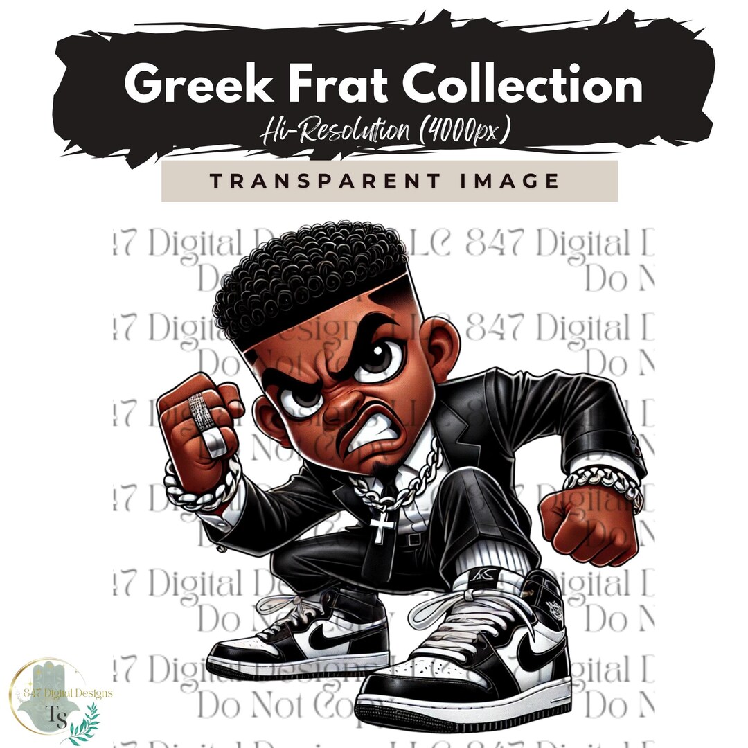 Fraternity Stroll Chibi Guy | Fraternity Men PNG | Black and White Suit ...