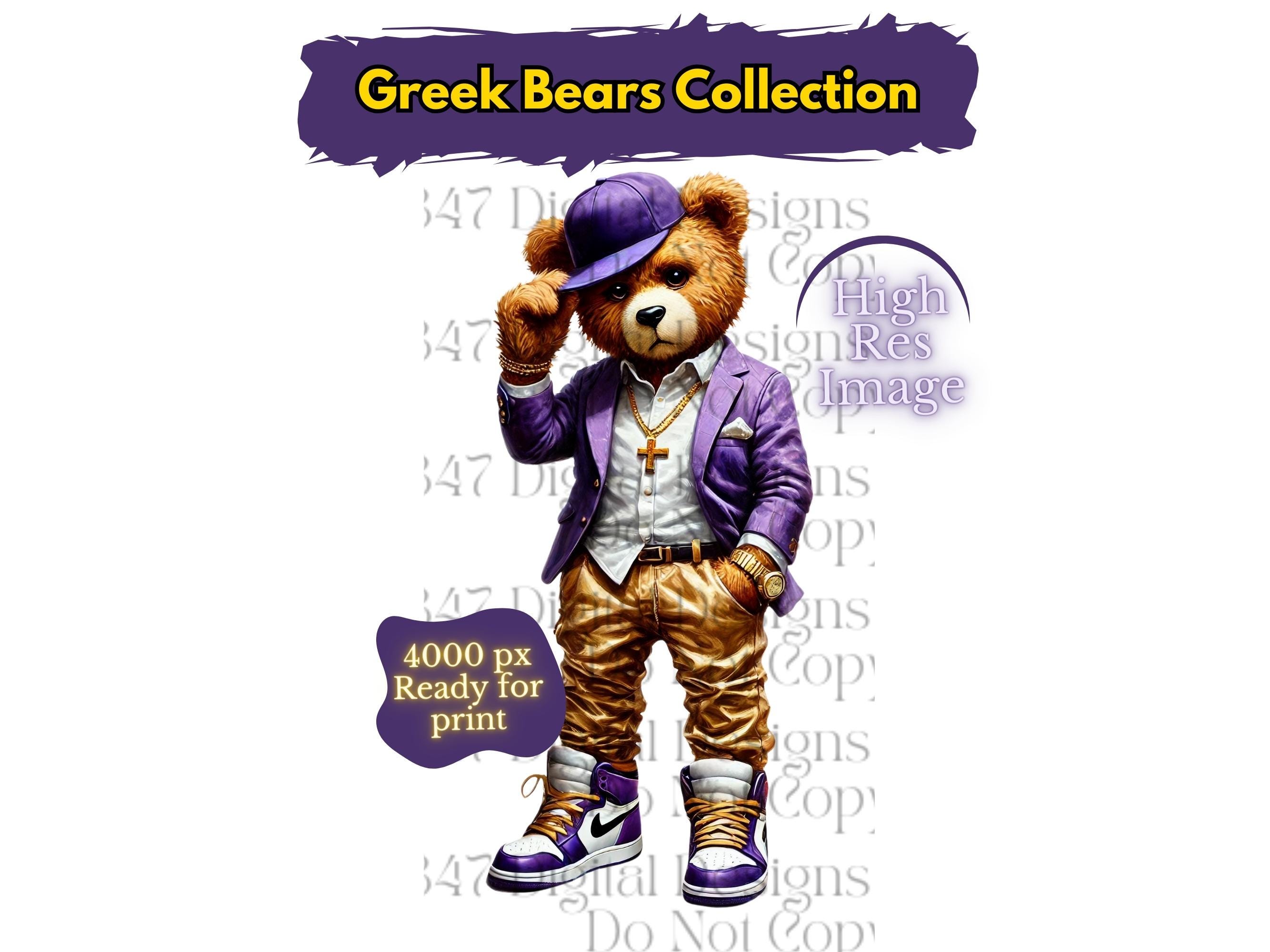 Greek Swag Bear | Hiphop Teddy Bear PNG | Purple and Gold Bear | Urban ...